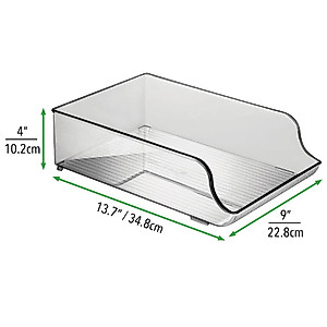 mDesign Wide Plastic Kitchen Water Bottle Storage Organizer Tray Rack - Holder and Dispenser for Refrigerators, Freezers, Cabinets, Pantry, Garage - 2 Pack - Smoke Gray