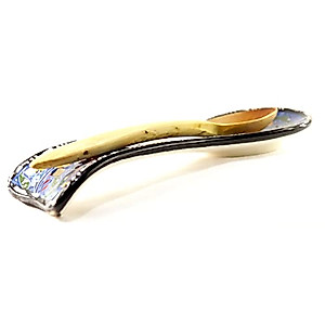 Canarels Ceramic Spoon Rest for Kitchen Counter, Set of 2 – Handcrafted Kitchen Utensil Holder – Modern Farmhouse Kitchen Decor and Accessories, Spoon Holder for Stove Top (2 Pcs- Blue&Orange)