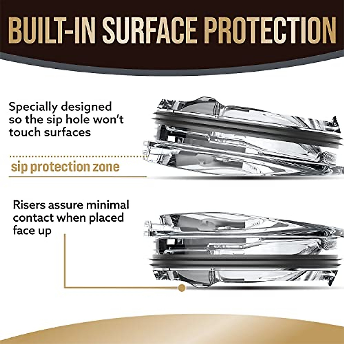 RUUMI® Nose Recess Tumbler Lid (Black) – Compatible with 20 oz Yeti Rambler, Ozark Trail, Swig – See Chart for Other Brands/Sizes