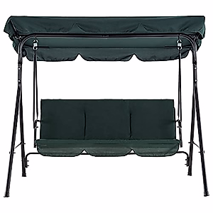 MCombo 3-Person Outdoor Patio Swing Chair, Convertible Canopy Hanging Swing Glider Lounge Chair, Removable Cushions, 4003 (Green)