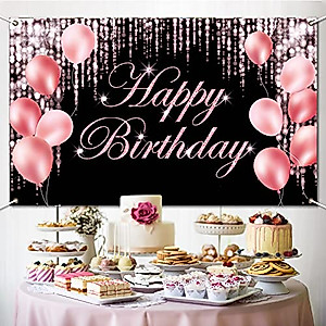 Pink Happy Birthday Decoration Pink Birthday Banner Backdrop Large Happy Birthday Yard Sign Background It's My Birthday Backdrop Baby Shower Party Indoor Outdoor Decorations Supplies for Women Girls