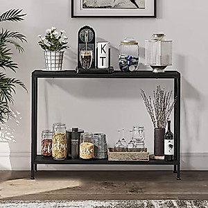 IDEALHOUSE 2-Tier Narrow Console Sofa Side Table for Entryway Hallway Living Room, Premium Entryway Furniture, 42.9in L x 9.8in W x 29.9in H (Black)