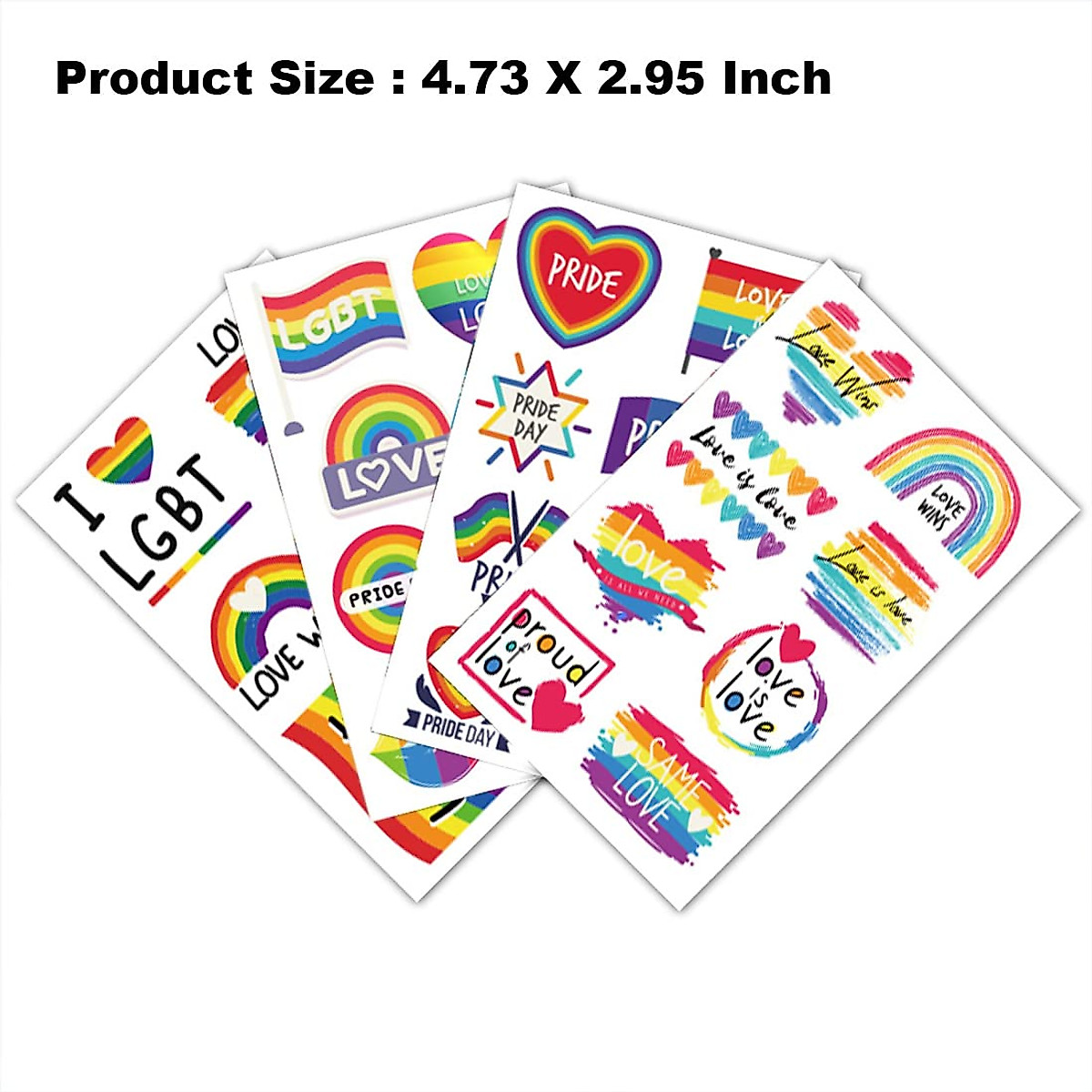 Ooopsiun 80 Pcs Rainbow Temporary Tattoos -10 Sheets Pride Tattoos Flower/Heart/Rainbow Tattoos for Pride Festivals