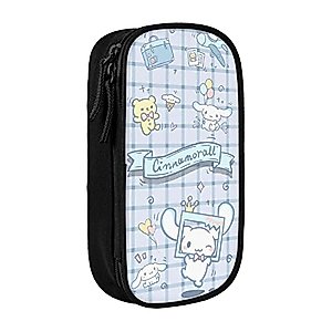 TECHOMANIA Kawaii Anime Pencil Case For Girls Portable Multifunction Cartoon Pencil Pouch Useful And Cute Double Zippers Pen Bag Gifts (Anime-1, Black)