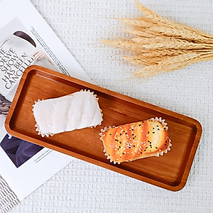 HOMBEMO Wooden Serving Trays, 11.8 Inch Wood Serving Platters of Natural Paulownia Solid Wood, Rectangular Wooden Tray, Charcuterie Board, Small Tray for Kitchen Counter Home Decor