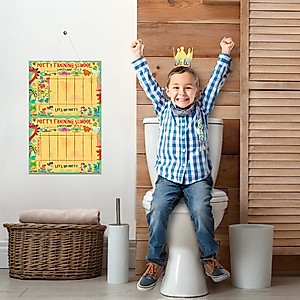 ATHENA FUTURES Potty Training Chart for Toddlers Magnetic Reuseable - Dinosaur Design Waterproof - Chart, 35 Magnetic Stickers, Certificate, Instruction Booklet, Crowns and More - for Boys and Girls