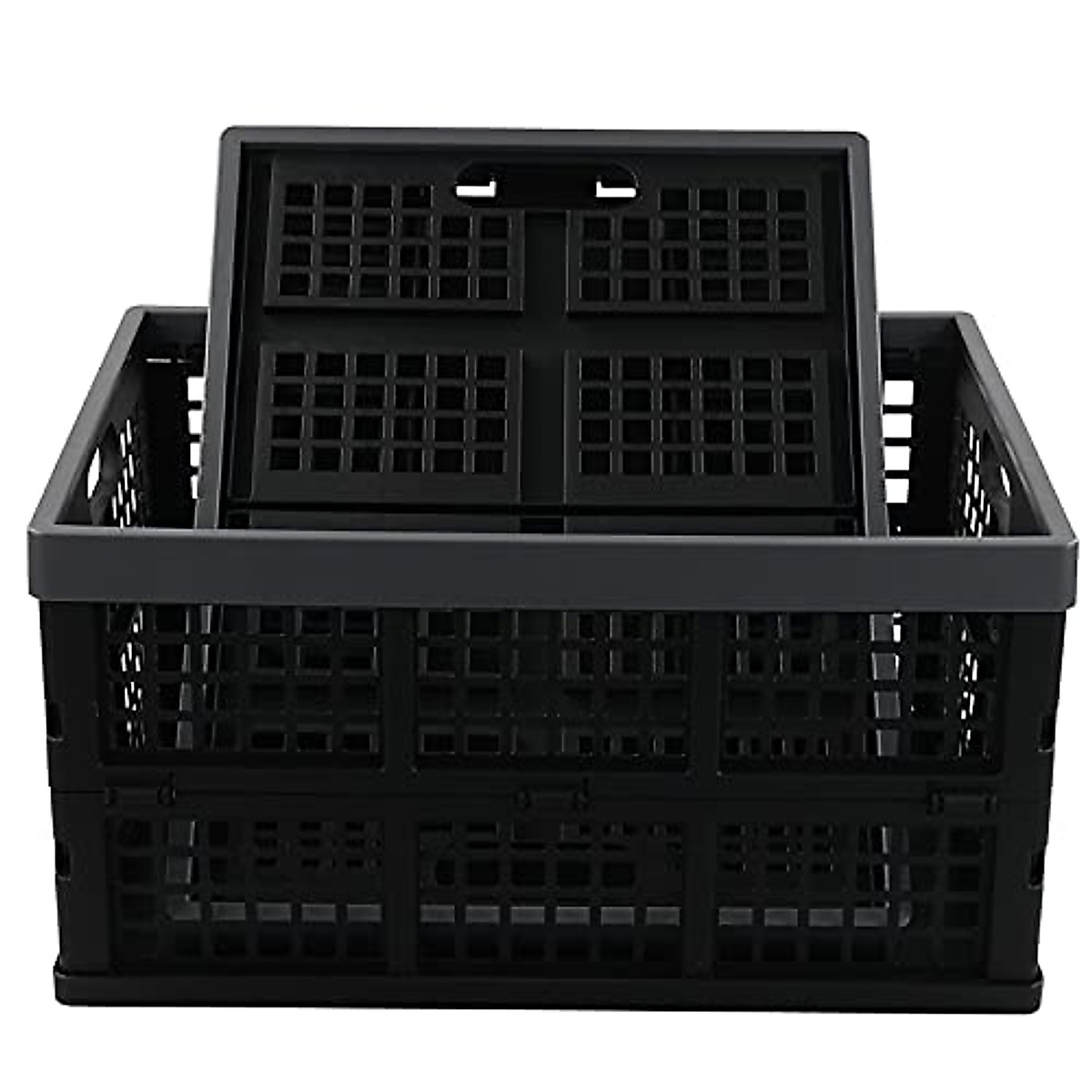 Sosody 34 L Plastic Storage Milk Crates, Large Collapsible Storage Basket, 2 Packs