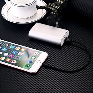 Short USB to Lightning Cable, 5Pack 8 inch Phone Charger Cable Fast Charging Braided Cord High Speed Connector Compatible with iPhone 14 13 12Pro Max/12Pro/12/11 Pro/11/XS MAX/XR/8/7/6s/6(Black)