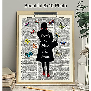 Wizard of Oz Quote, Dictionary Art, Theres No Place Like Home - Upcycled 8x10 Poster print for Girl, Kids Room, Bedroom, Nursery - Unique Gift for Dorothy, Fans - Unframed Photo Print