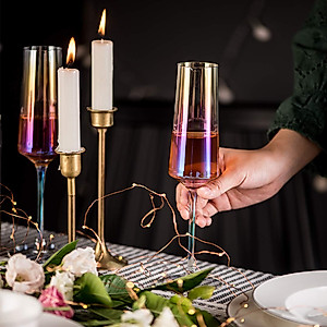 MEICHU Champagne Glasses Champagne Flutes Glass Wedding Set Prosecco Glasses Crystal, Gift for Birthday, Wedding, Christmas, Clear Women, Men, Set of 2