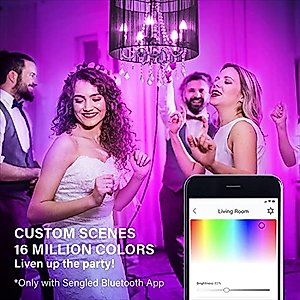 Sengled Alexa Light Bulb, Candelabra Light Bulbs Color Changing, Candelabra LED Light Bulbs 450 LM 45W Equivalent RGBW, E12 LED Bulb, Smart Bulbs That Work with Alexa Only, No Hub Request, 2 Pack