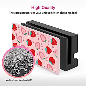 TIKOdirect Custom Faceplate Cover for Nintendo Switch Charging Dock, Hard PC Slim Shell Anti-Scratch [No Screwdriver Installation] for Switch Dock, Strawberry