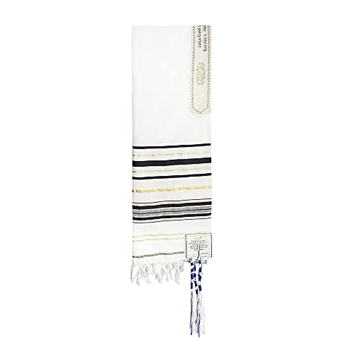 Holy Land Market Messianic Christian Shawl/Tallit - The Messiah Tallit - Medium Size (72 x 32 Inches) (Black)