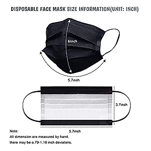 Taimu TM Kids Face Mask Black Disposable Kids Masks for Protection Breathable Black Face Masks Cute Facemasks for Children 50Pcs