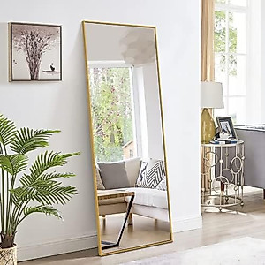 NicBex Full Length Mirror, 60" x 20" Wall Mirror Full Length Wall Mounted Mirror Aluminum Alloy Frame Dressing Mirror for Bedroom/Living Room/Dorm Room Floor Mirror with Stand,Gold