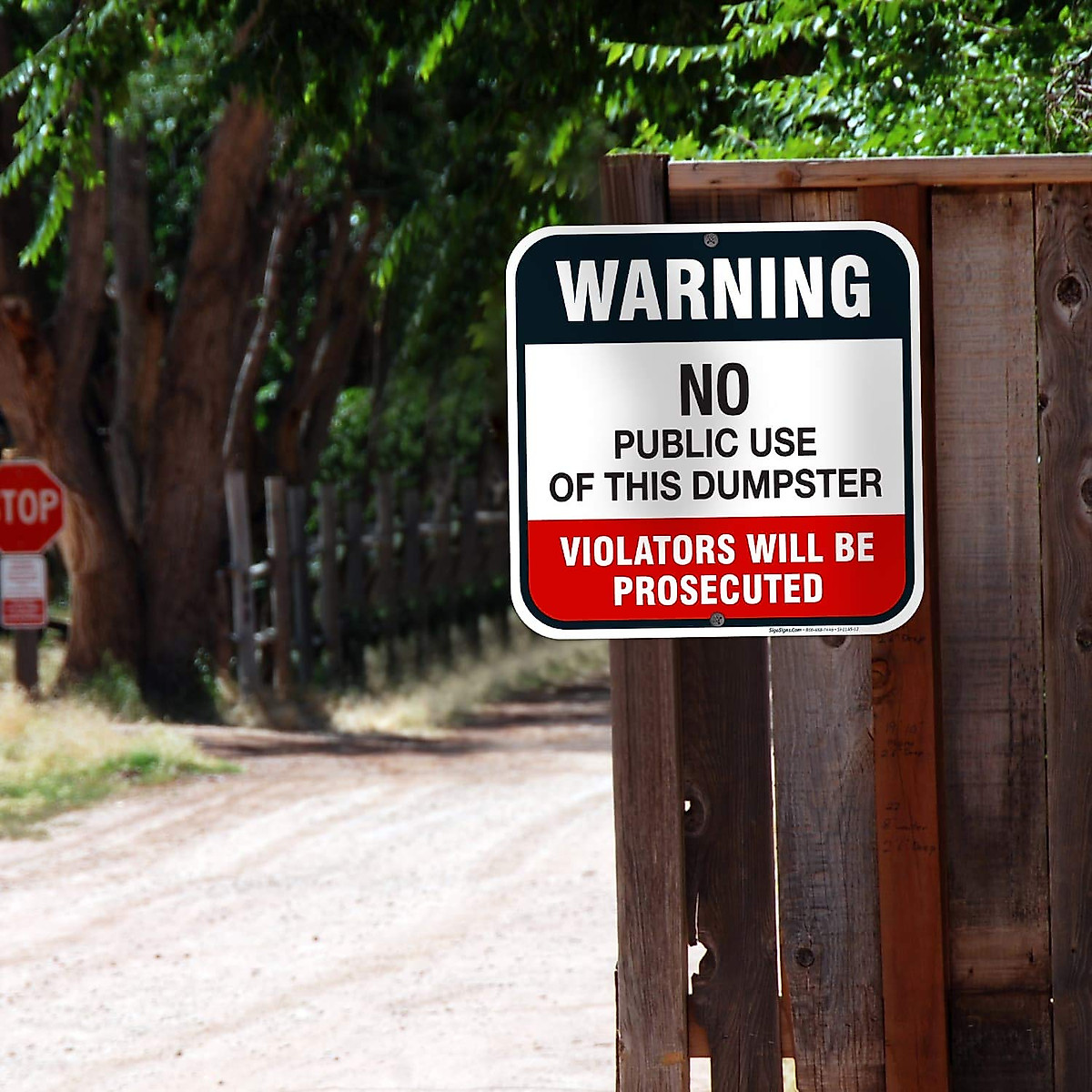 No Dumping Sign, No Public Use of Dumpster Sign, Violators Will Be Prosecuted, 12x12 Square Rust Free Aluminum,Weather/Fade Resistant, Easy Mounting, Indoor/Outdoor Use, Made in USA by Sigo Signs