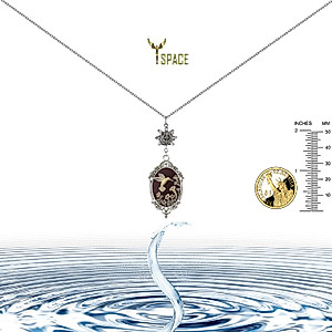 Yspace Lotus Charm Necklace Antique Decor Cameo Pendant 2 Chains Velvet Pouch for Gift (Hummingbird)