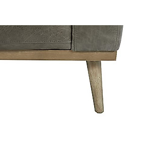 Amazon Brand – Rivet Modern Leather Loveseat Sofa Couch with Wood Base, 63.4"W, Gray