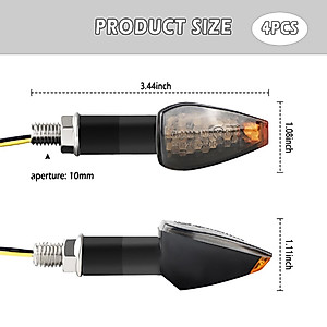 4PCS Motorcycle Turn Signals,14LED Front+Rear Motorcycle Blinkers with Cool Amber Lamp,12V Motorcycle Turn Signal Light Compatible with Yamaha Kawasaki Motorcycle Accessories (Smoked Black Shell)