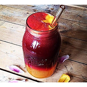 ALINK Clear Straight Glass Drinking Straws, 9" x 10 mm Reusable Smoothie Straws, Set of 4 with Cleaning Brush