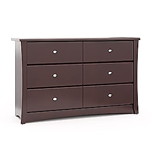 Storkcraft Crescent 6 Drawer Double Dresser (Espresso) – GREENGUARD Gold Certified, Dresser For Nursery, 6 Drawer Dresser, Kids Dresser, Nursery Dresser Drawer Organizer, Chest of Drawers