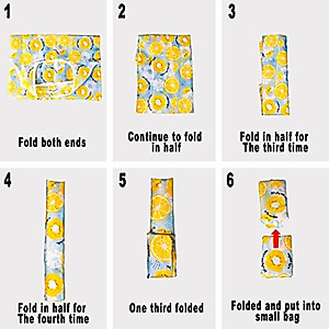 Elephant-package 6 Pcs Foldable Shopping Bags with Hook- Washable- Reusable Grocery Bags with Pouch Tote Bags (Cute Flower Design)