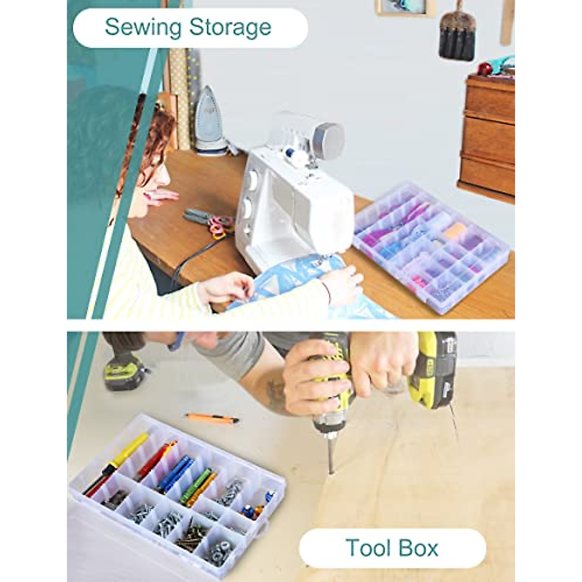 Avlcoaky Bead Organizer 2 Pack 3600 Tackle Box Organizer Clear Organizer Box 36 Grids Plastic Craft Organizer Jewelry Sewing Storage Box with Dividers