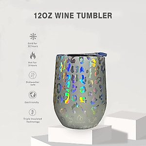 Swig Sip 12oz Wine Tumbler - Double Wall Stainless Steel Vacuum Insulated Travel Outdoor Liquor Cup Bridesmaid Gift (Laser Silver)