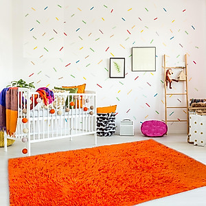 Lifup Soft Fluffy Rectangle Area Rug, Cozy Plush Shaggy Carpet for Living Room Bedroom Home Décor Orange 1.6 x 2.6 Feet