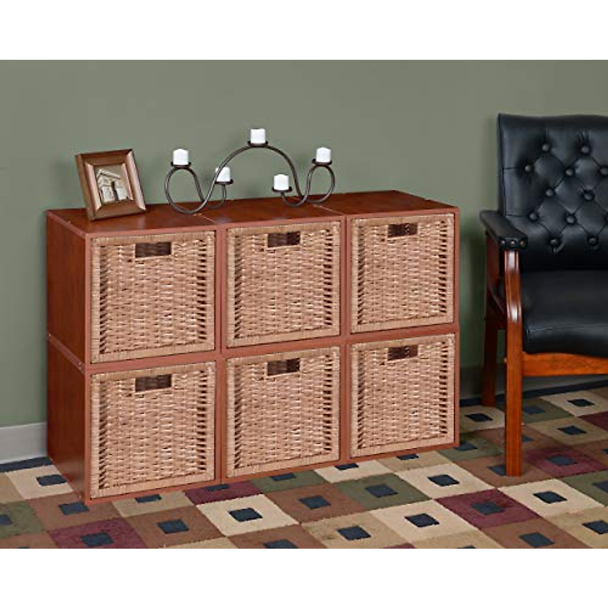 Niche Cubo Set of 6 Full-Size Foldable Wicker Storage Basket- Natural