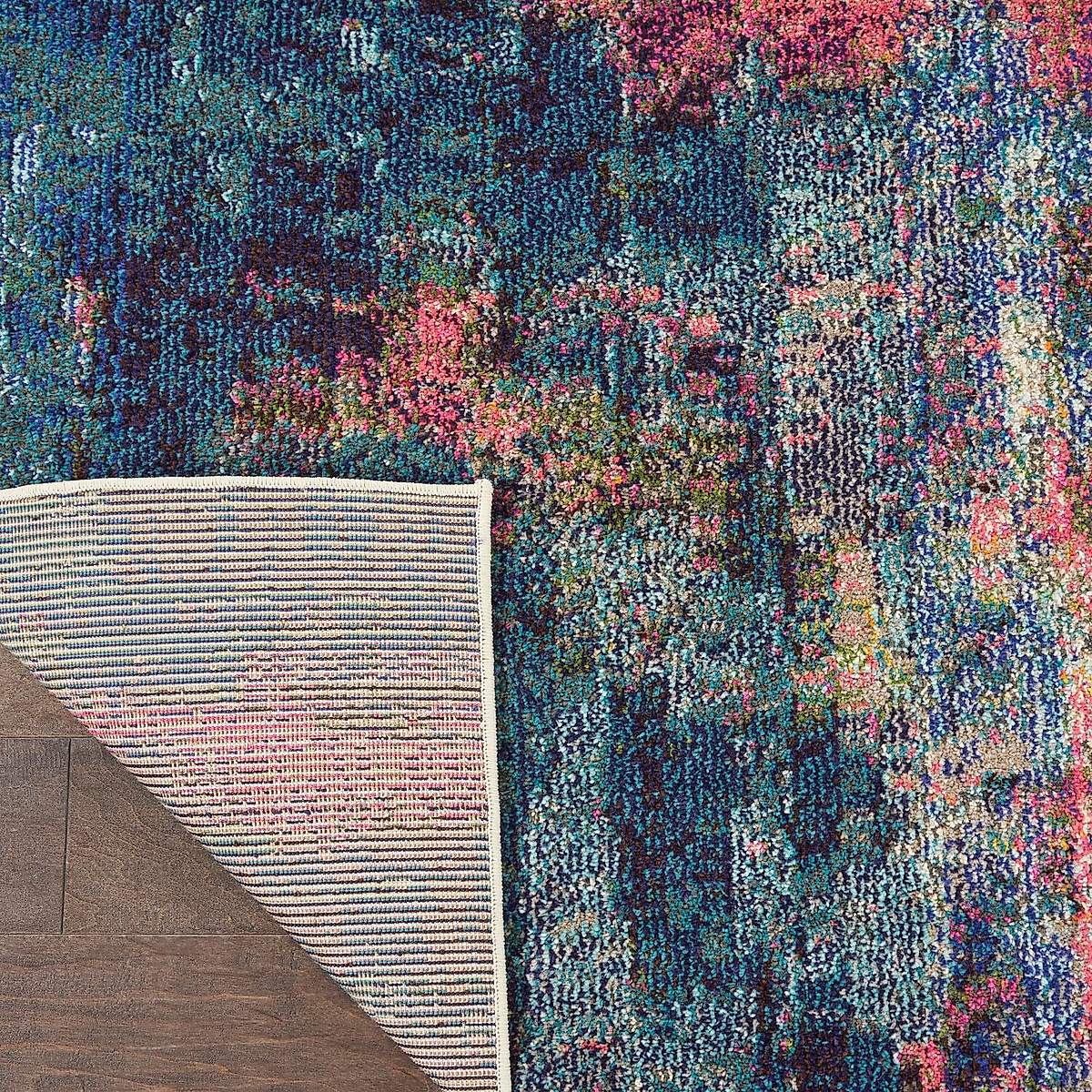 Nourison Celestial Blue/Yellow 9' x 12' Area Rug, Contemporary, Abstract, Easy Cleaning, Non Shedding, Bed Room, Living Room, Dining Room, Kitchen (9x12)