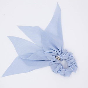 DINPREY Scarf Hair Ties for Women Girls, 8 Pcs Double Layer Bow Scrunchies for Hair Cute Bunny Ear Bow Scrunchies with Assorted Colors