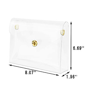 WEDDINGHELPER Clear Bag Stadium Approved: Clear Purse Clear Crossbody Bag Transparent Purse For Concerts, Festivals, Sports Events (A-1(Gold))