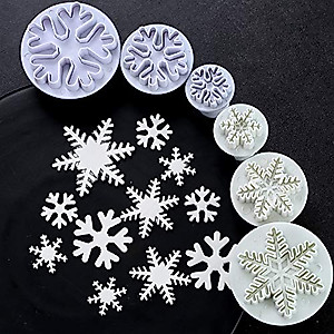 SBYURE Snowflake Cookie Cutter Set,5 Pcs Snowflake Shaped Stainless Steel Mold Cookie Cutter & 6PCS Snowflake Plunger Decorating Fondant Embossing Tool for Christmas and Winter Holiday