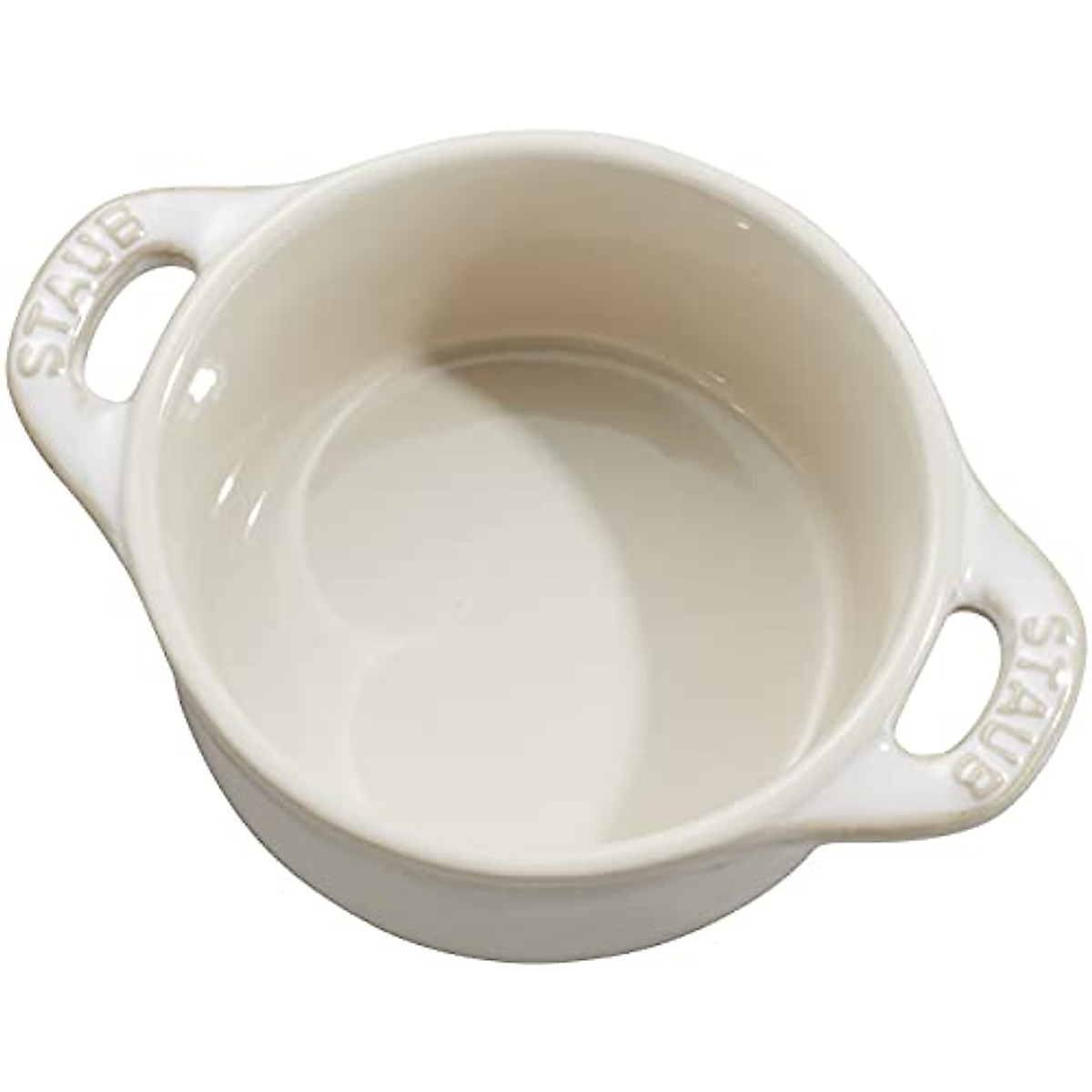 STAUB Ceramics Mini Round Cocotte Set, 3-piece, Rustic Ivory
