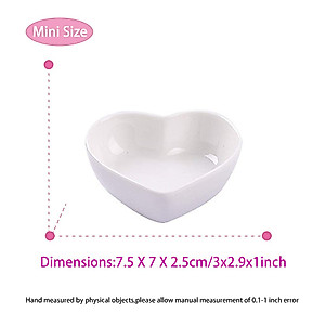 Ceramic Heart Shape Sauce Dish,Multipurpose Mini Seasoning Dishes Sushi Dipping Bowl Appetizer Plates Serving Dish Saucers Bowl Love Wedding Gift (Set of 4) (White)