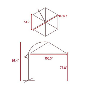 LOKATSE HOME 10 Ft Offset Patio Outdoor Umbrella Cantilever Hanging Market Umbrella Garden Umbrella with Crank & Cross Base (Brown)
