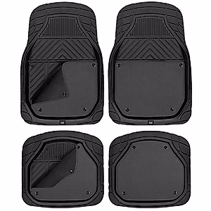 CAT® Detachable Deep Dish Car Floor Mats w/ Removable Carpet Liner - Universal Fit for SUVs Trucks Sedans Washable Easy-Clean Automotive Floor Liners Heavy Duty All Weather Non-Slip Comfort - Charcoal