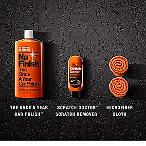 Nu Finish 4 Piece Car Care Kit, All in One Complete Car Care Kit, Includes Scratch Doctor Scratch Remover, Car Polish, and 2 Microfiber Cloths