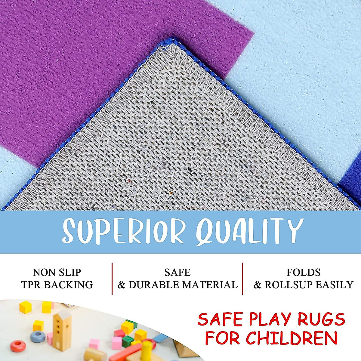 HEBE Kids Play Rug 3'4"x5' ABC Alphabet Numbers Shapes Educational Kid Area Rug Washable Baby Crawling Mat Non Slip Kid Play Mat Carpet for Girl Boy Bedroom Playroom