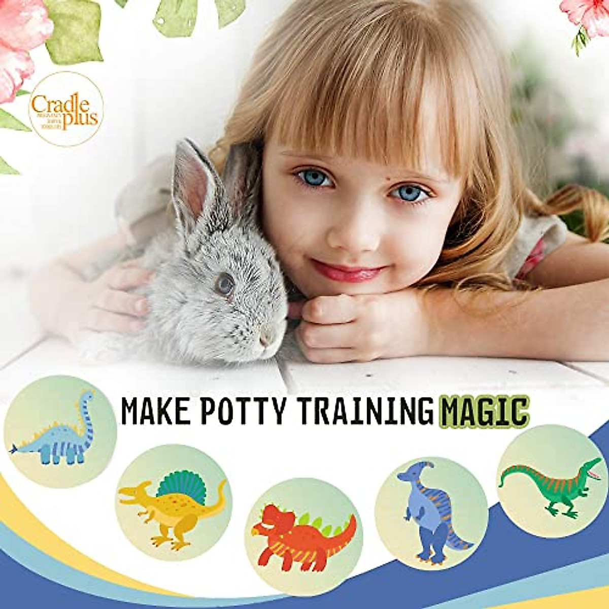 Potty Training Seat Magic Sticker | Dinosaur toddler Potty Training Toilet Color Changing Sticker | 5 Pack Toilet targets with FREE potty e book | Use with or Without Potty chart or potty watch