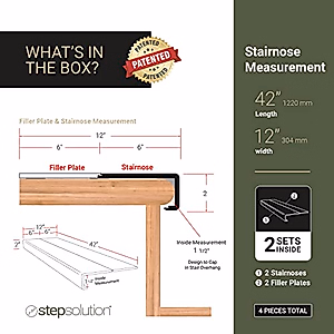 Step Solution 2 Stair Steps Kit - Includes 2 Stair Treads with Bullnose and 2 Fillers Combo - Vinyl Planks on Stairs - Match Home Depot Vinyl Floor Colors - 12" W x 42" L - Fresh Oak Color
