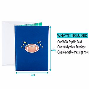 WOWPAPERART Touchdown Football Player - 3D Pop Up Greeting Card For All Occasions - Love, Birthday, Christmas - Personalized, Thick Envelope