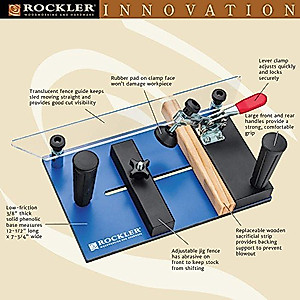 Rockler Rail Coping Sled for Router Table – Round Handle Router Sled for Firm Grip – Toggle Clamp Features Easy, Tool-Free Adjustments - Maximum Workpiece Dimension (5” Wide x 1-1/4”) - Router Jigs