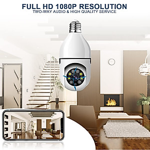 TONSAN Light Bulb Camera Security Camera, Home Cameras System with Human Motion Detection and Alarm , Wireless Bulb Camera 1080P 360 Degree Outdoor Indoor Panoramic Camera(2PCS)
