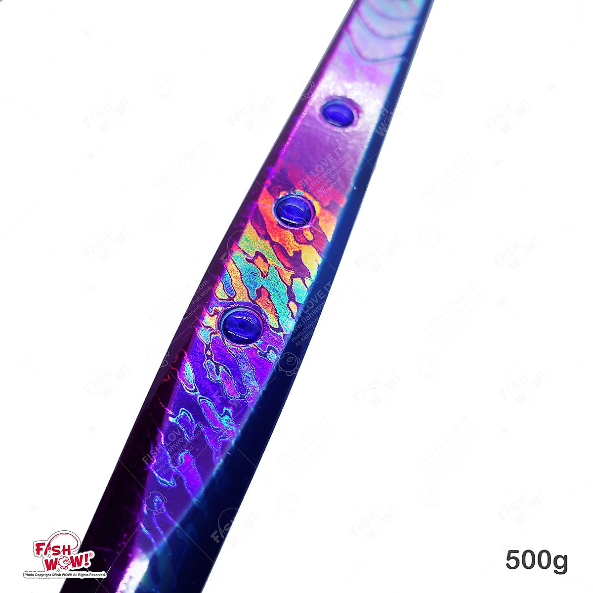 3pcs Glow Fish WOW!® 17.5oz Speed Knife jig 500g Fast Sinking Lure Fishing Vertical Trolling Jigging Fast Fall Metal Flat Bait with Two Assist Hook 3-Color