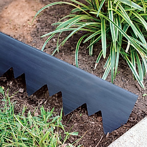 EasyFlex Pound-in Landscape Edging with Bonus Anchoring Stakes, 4.5 in. Straight Top Plastic Garden Border, 20 Foot Kit, Black, (3500-20CXX-3)