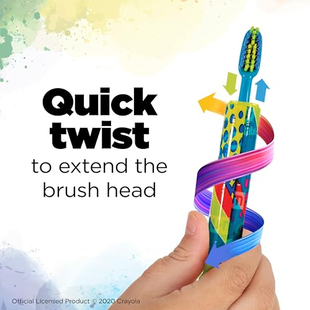 GUM Crayola Twistables Toothbrush for Kids , Soft Bristles Children & Toddler Toothbrush with Holder , For Ages 3+, 1ct (4pk)