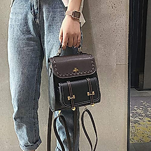 Little Bee Women's Mini Backpack Faux Leather Backpack Designer Cute Girls Convertible Purse Stylish Crossbodybag (Black)