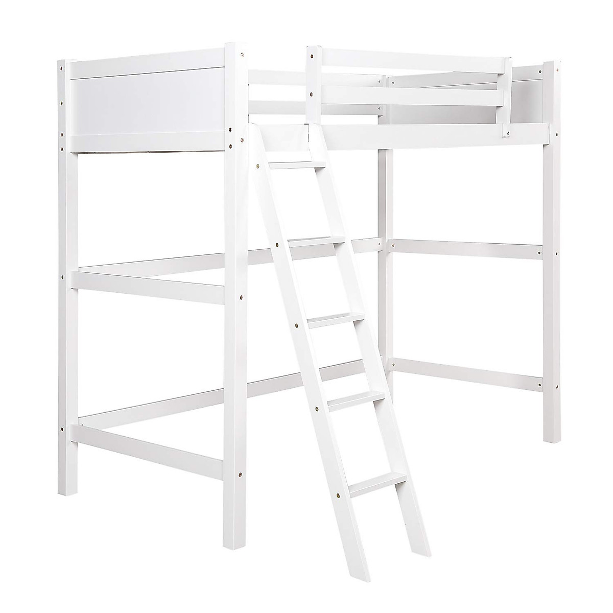 Harper & Bright Designs Loft Bed with Ladder and Safety Rail, Hight Loft Bed Twin Size, Wooden Loft Bed Frame, Twin Size Loft Bed for Decoration of Various Rooms (White)